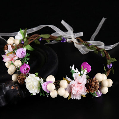 Bridal Wedding Artificial Flower Garland/ Fflower Head Wreath Decorative Artificial Flower Wreath