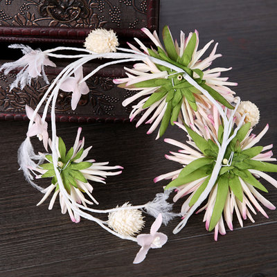 Bohemian Wind Camellia Flower Bride Bridesmaid Wreath With Headband