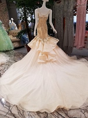 100% Real Photos Custom Made Luxurious Long Train Lace Wedding Dress