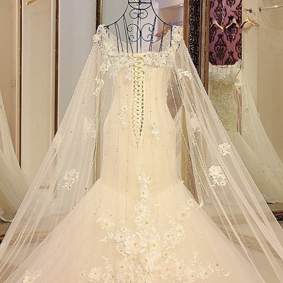 Mermaid Court Train Lace Appliques Wedding Dress