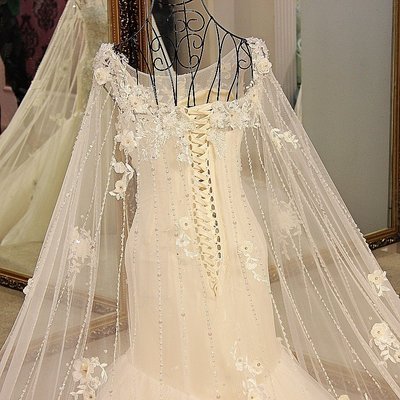 Mermaid Court Train Lace Appliques Wedding Dress