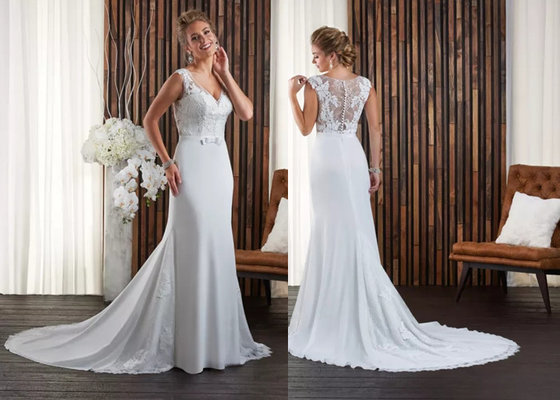 Sexy White Lace Sheath Wedding Dress , Classic Sweetheart Sheath Wedding Dress