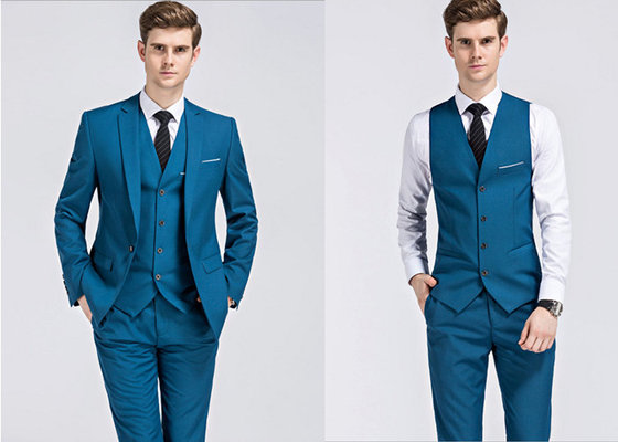 One Button Blue Gents Wedding Suits For Party Prom Party Easy Absorben