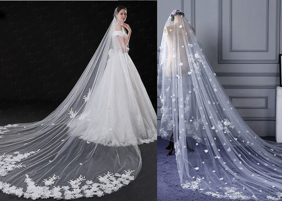 Head Lace Wedding Veil Bridal Gown Accessories 3 Meters Long One Layer