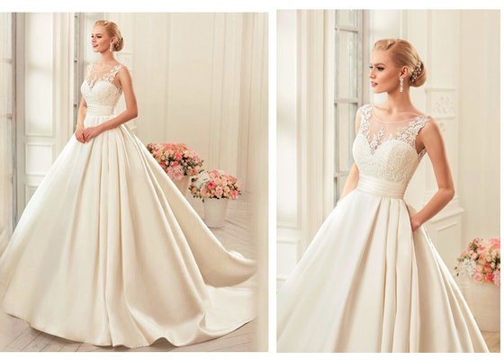 Shoulder Length Code Ladies Wedding Dresses , Sleeveless Ladies Dresses For Weddings