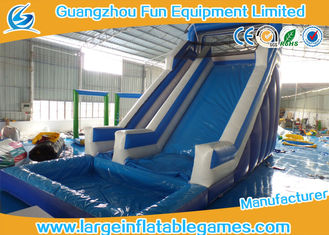 Giant Commercial Inflatable Slide / Blue Inflatable Swimming Pool Water Slide