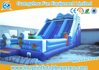 Blue Marine Theme Commercial Inflatable Slide / Giant Inflatable Dry Slide
