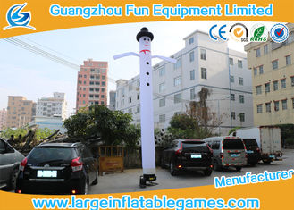 White Advertising Sky Inflatable Air Dancers Snowman With Bottom Blower