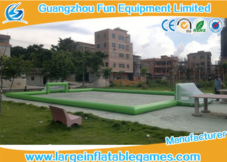 Plato PVC Tarpaulin Green Inflatable Football Pitch , Inflatable Bubble Football Field