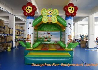Green Flower Theme Inflatable Air Bouncer , Kids Party Jumping Castle Rental