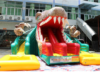 Dinosaur Water Park Commercial Inflatable Slide With Pool 6 * 4.5 * 5m