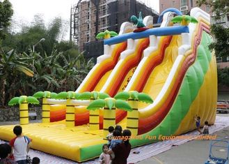 Giant Commercial Dinosaur Inflatable Water / Dry Slide Bouncer With Slide