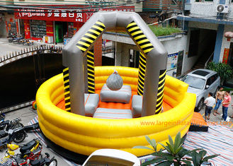 Yellow Large Inflatable Games / Wrecking Ball Inflatable Bouncy Castle