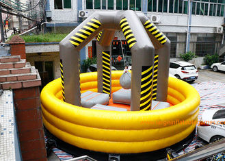 Yellow Large Inflatable Games / Wrecking Ball Inflatable Bouncy Castle