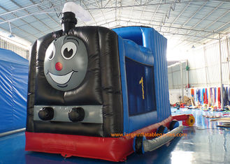 Train Shape Inflatable Air Bouncer Printing Art Panel For Business Hire