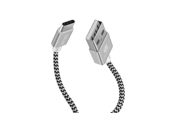 Silver Sync Type C Cable To USB 2.0 Nylon Wire Aluminum Alloy For Cell Phone