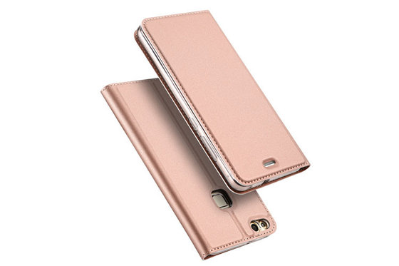 Shockproof PU Leather Flip Phone Case , Rose Gold Huawei P10 Lite Phone Case