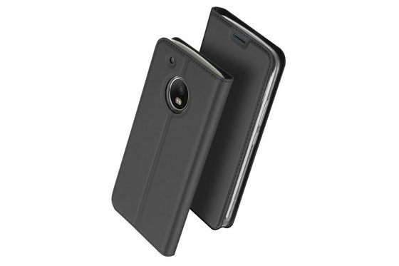 Grey MOTO G5 Flip Cover Unique Design PU Leather With Magnet / Card Slot