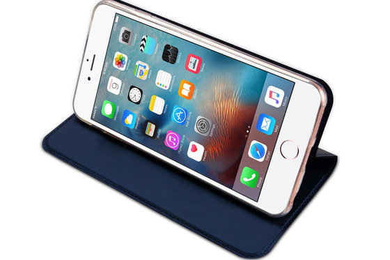 Slim Iphone Flip Cover Dark Blue , Iphone 5 Leather Case Magnet Kickstand