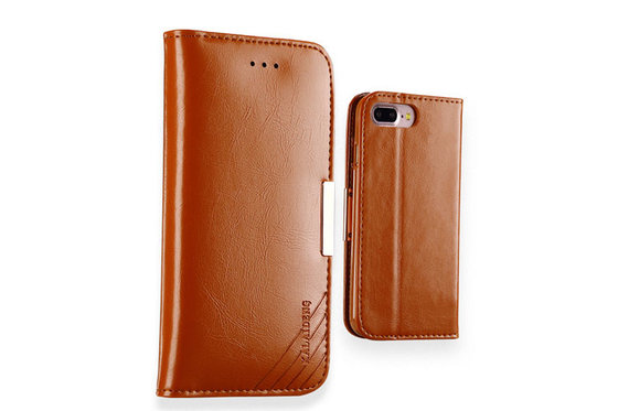 Brown 100% Real Leather Phone Cases For IPhone 7 Plus Shock Resistence
