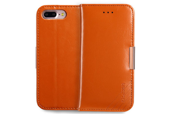 Fashion IPhone 7 Leather Phone Cases Brown Shock Resistence With Card Slot