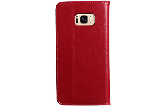 Wallet Style Red Cell Phone Covers , Smooth Slim Galaxy S8 Leather Case