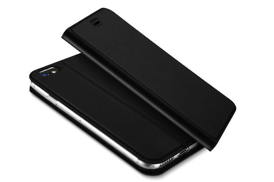 Black Iphone 6 Flip Cover Stand Magnet Card Slot With Lightning Cable