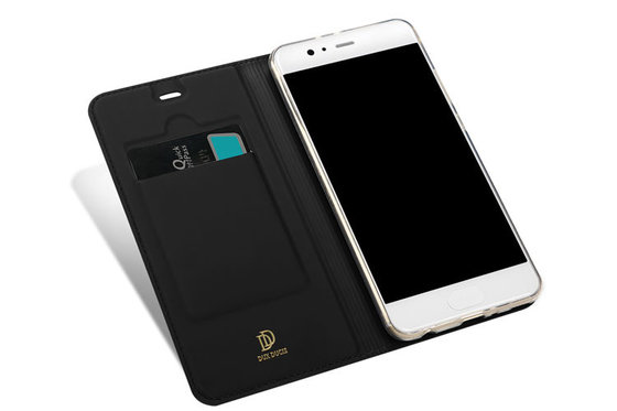 Smooth Flip Phone Case Black Card Slot Stand Magnetic Huawei P10 Leather Case