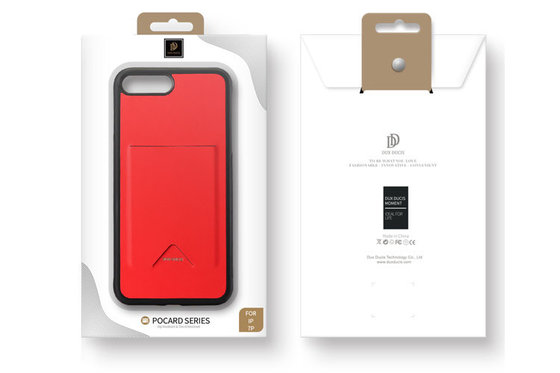 Red Smooth IPhone Protective Cases Card Holder Shockproof Iphone 7 Back Case