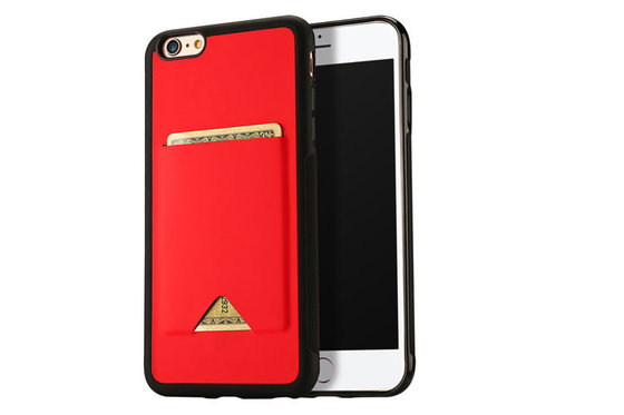 Shockproof IPhone Protective Cases Red PU Leather Iphone 6 Flip Phone Case