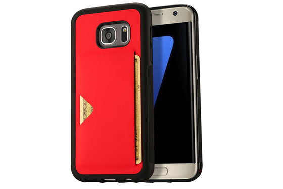 Slip Resistant Samsung S7 Phone Case , Red PU Leather Samsung S7 Back Cover