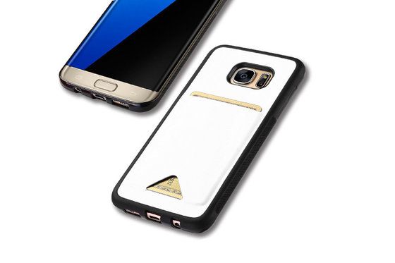 Card Slot Samsung S7 Edge Back Cover , White Samsung Galaxy S7 Edge Leather Case