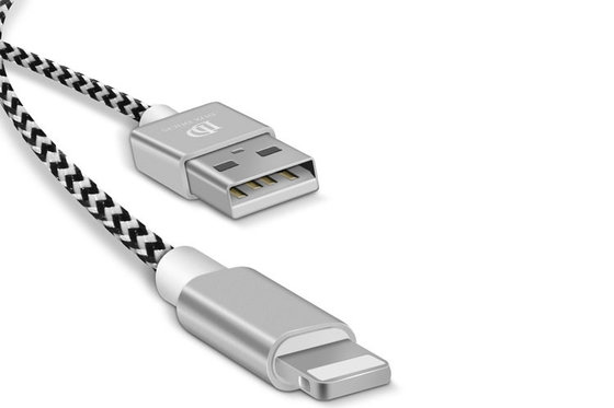 Silver Color Iphone Usb Cable , Braided Nylon Fast Charging Data Cable For Iphone