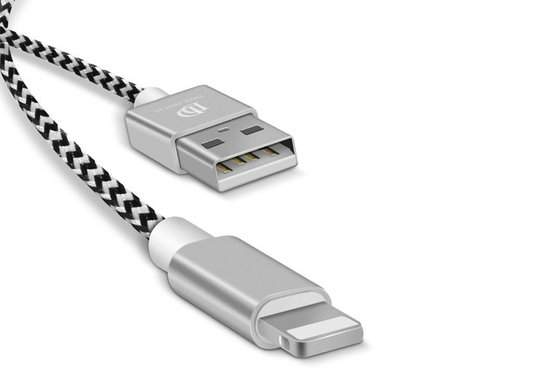 2 Packs iPhone Lightning Cable Premium Braided Nylon Fast Charge Silver Color