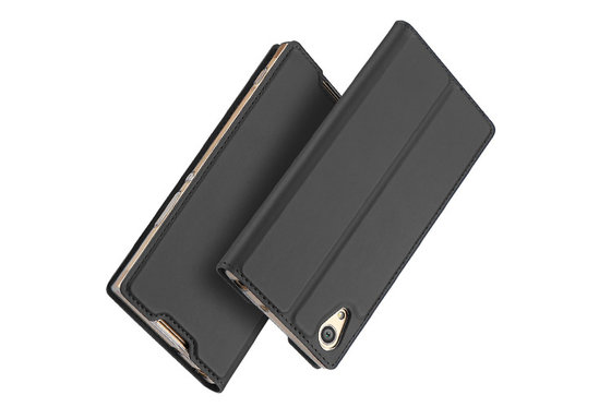 Black Sony Phone Covers XA1 PU Leather Magnets With Card Holder / Kickstand
