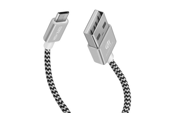 Sliver Micro USB Data Cable Nylon Braided Wire 20CM 100CM For High Speed Data Transfer