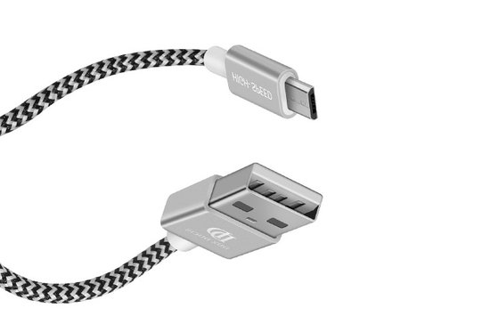 20CM 100CM Data Transfer Cable , Sliver Nylon Braided Mobile Charging Cable