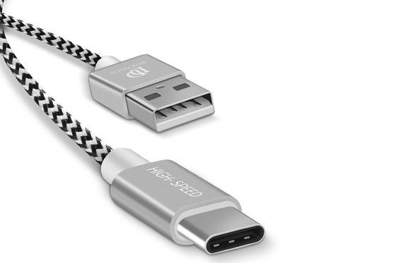 Braided Nylon Type C USB Cable Data Transfer , Silver Quick Charge USB Cable