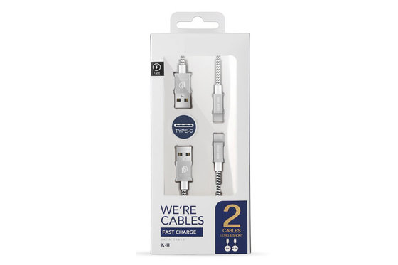 Braided Nylon Type C USB Cable Data Transfer , Silver Quick Charge USB Cable