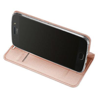 Rose Gold Dux Ducis Mobile Leather Flip Phone Case Moto G5s Plus With Stand