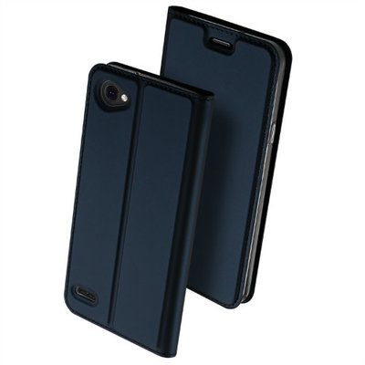 Blue Shockproof Leather Phone Cases , Lg Q6 Leather Back Cover With Magnet