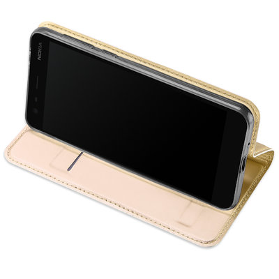 PU Leather Mobile Phone Cover Cases , Gold Leather Iphone Wallet Case For Nokia 2
