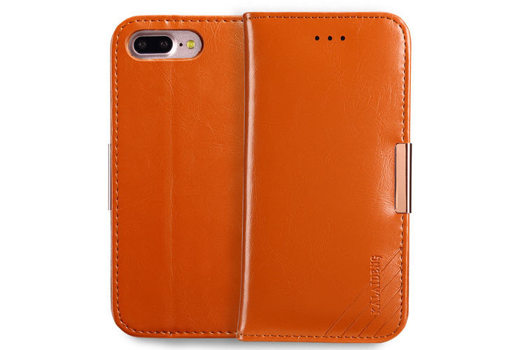 Fashion IPhone 7 Leather Phone Cases Brown Shock Resistence With Card Slot
