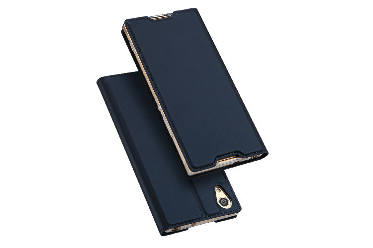 Magnetic Phone Case With Card Holder , Dark Blue Sony XA1 Case PU Leather