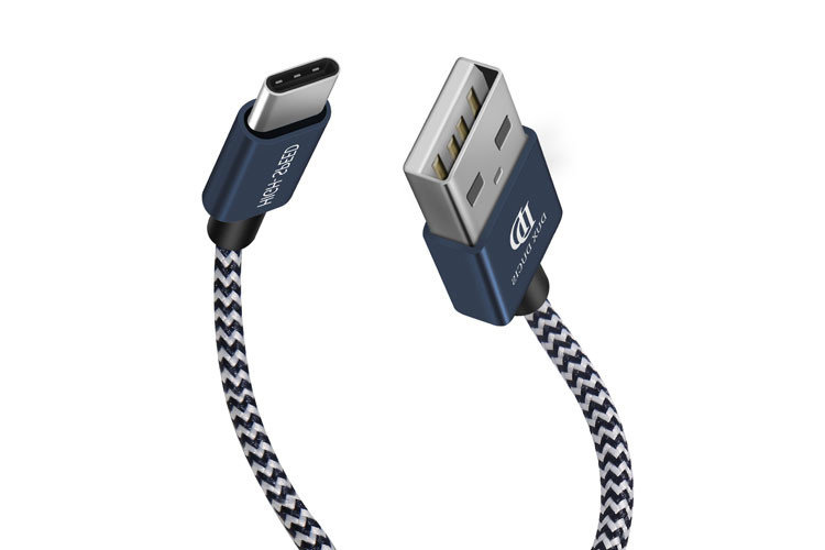 Endurable USB Type C Charging Cable Sync Aluminum Alloy Connector Blue Color