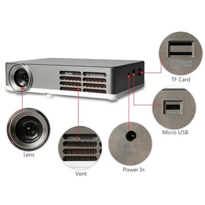 Portable 1080P DLP LED Mini Projector WiFi 500 Ansi Lumens with 3D