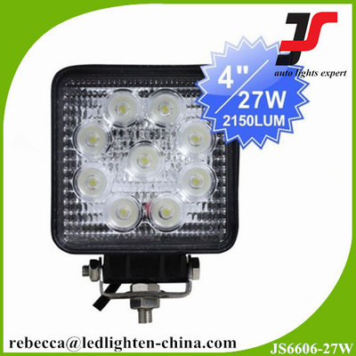 10V to 30V car head lamp 27W 4&quot; square LED working light for vehicle atvs trucks