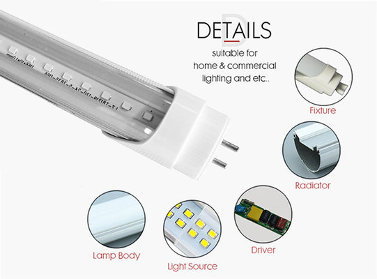 IP64 Waterproof 22W LED Tube Light T8 For Shopping Malls 120º Beam Angle
