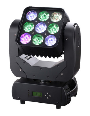 4in1 RGBW Matrix Moving Head Wash Light Black Case LED 9 x 10W For Theatre