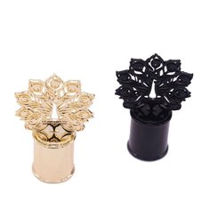 China Custom Black Peacock Tail Alloy Bottle Cap Metal Perfume Cover Wholesale Of Wine Bottle Cap supplier